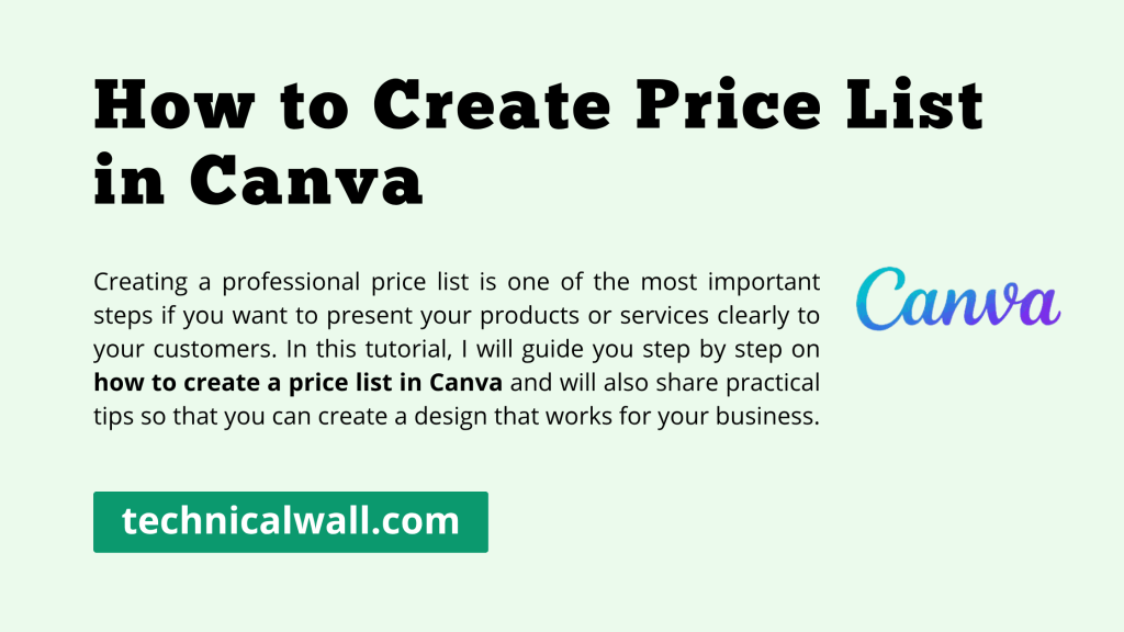 How to Create Price List in Canva [A 2026 Guide] - Technical Wall